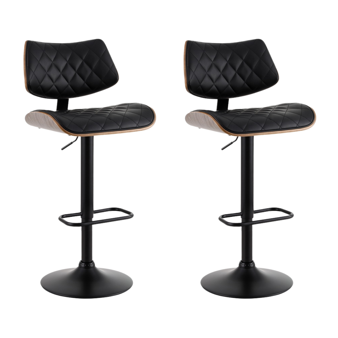 Lennox (Set of 2) PU Leather Bar Stools - Black – Homecoze