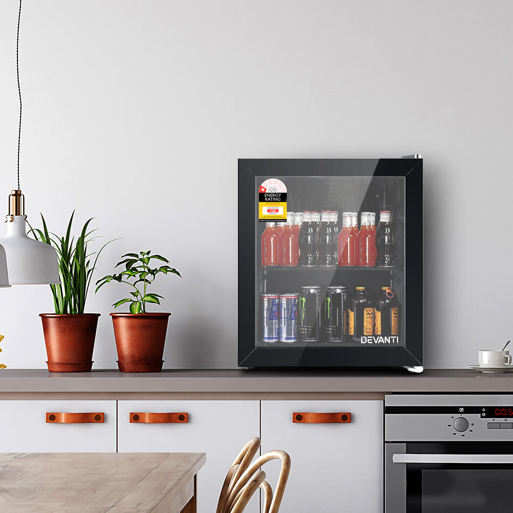 46L Mini Countertop Glass Door Display Fridge - Black – Homecoze