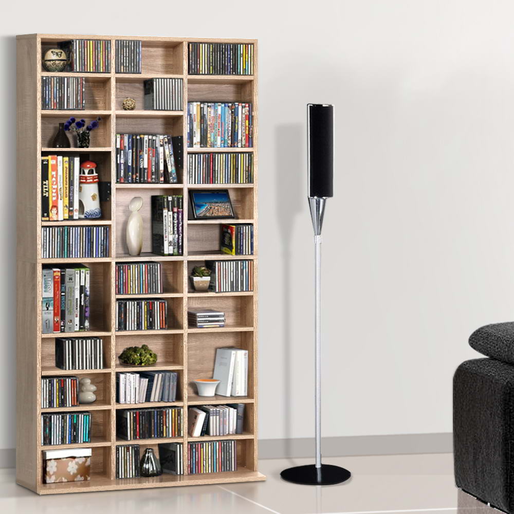 Adjustable Shelf Rack CD/DVD/Game Bookshelf Storage Unit - Oak – Homecoze