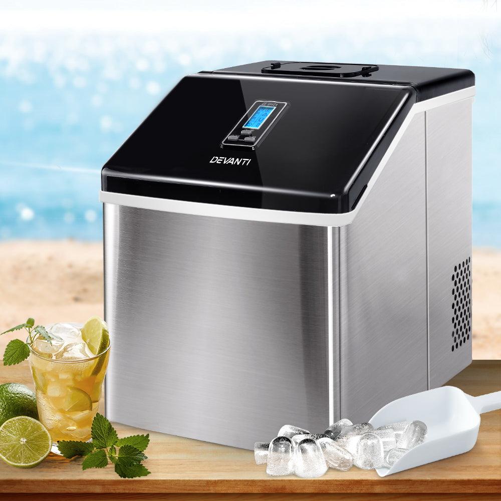 Portable Ice Cube Maker 0.75kg/hr Adjustable Ice Size Home Bar Benchto ...