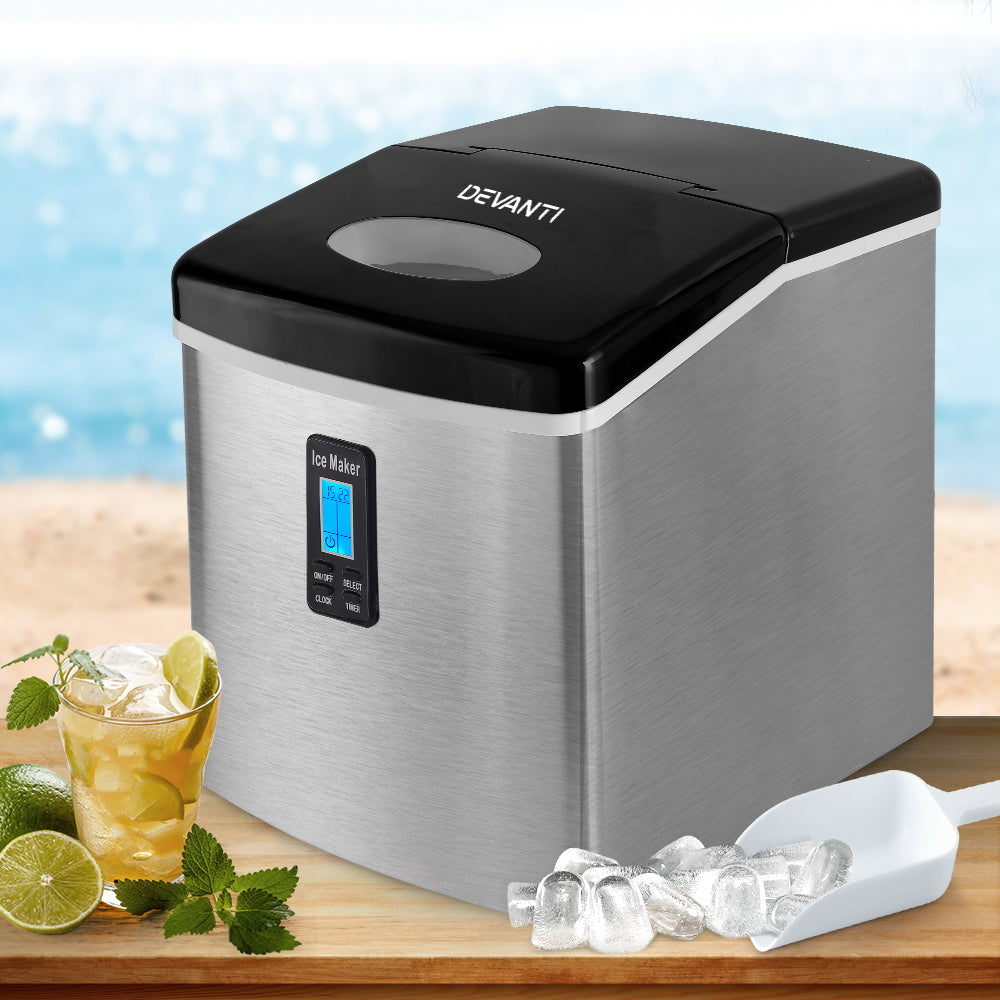 Portable Ice Cube Maker 0.6kg/hr Benchtop Ice Machine - Stainless Stee ...