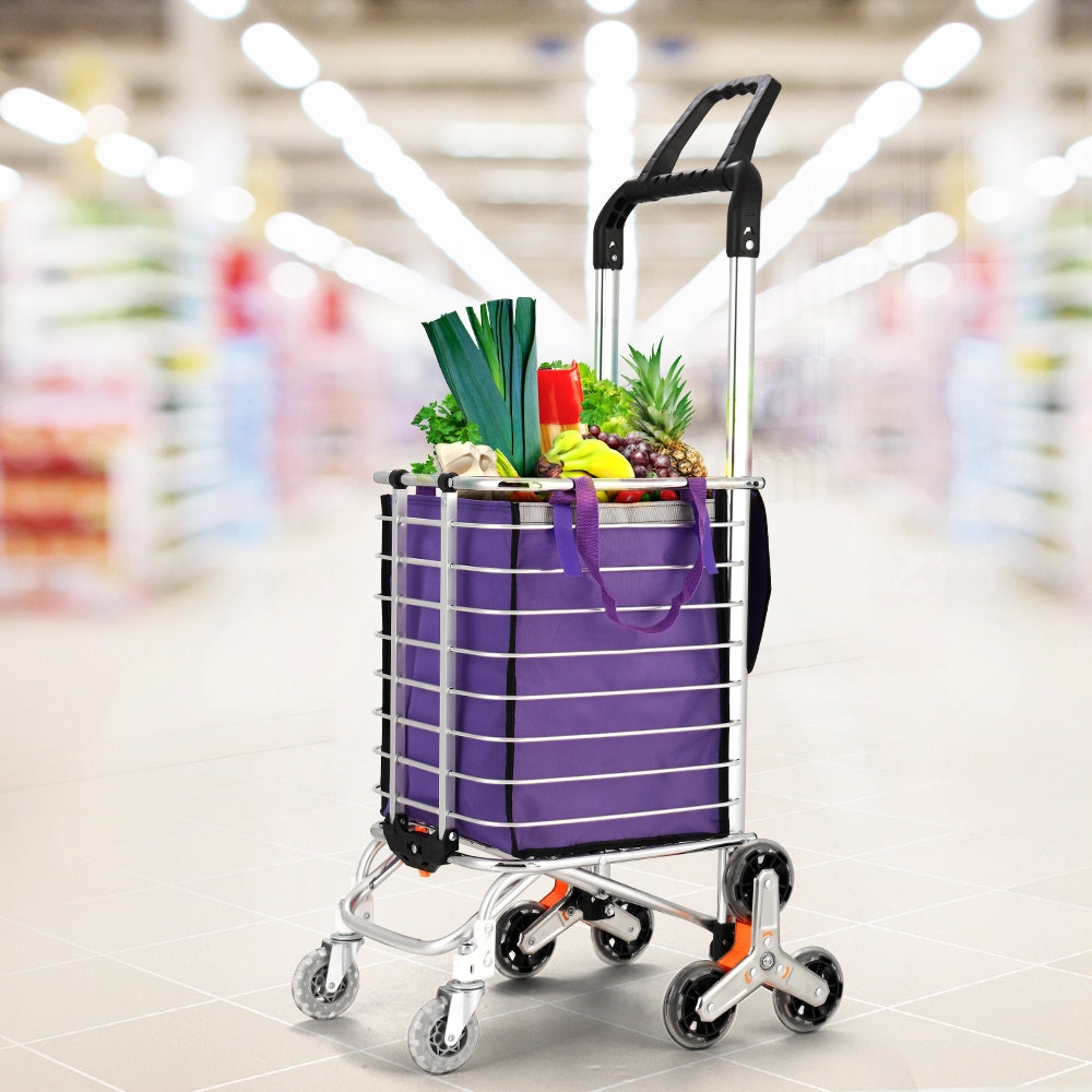 Foldable Shopping Cart Trolley 35L Portable Bag with Roller Wheels ...