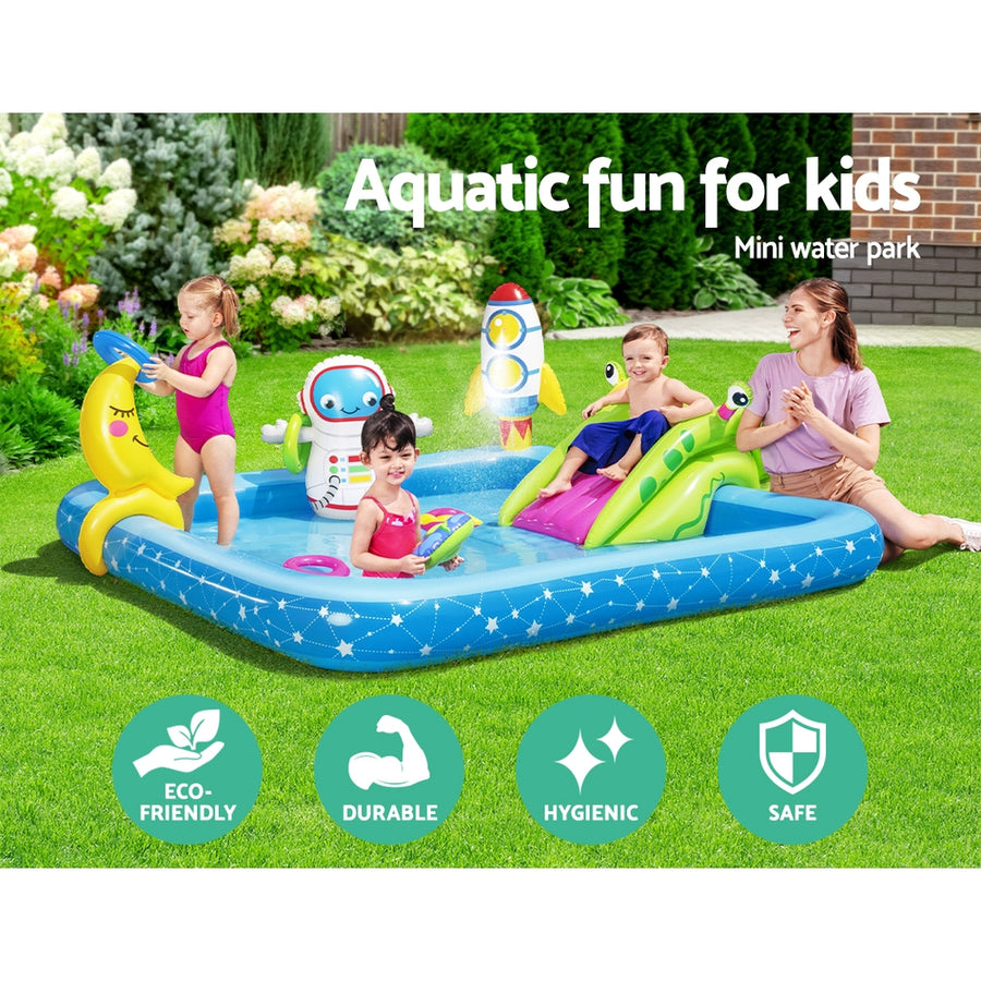 2.3m x 2m Inflatable Kids Backyard Swimming Pool Water Park with Slide ...