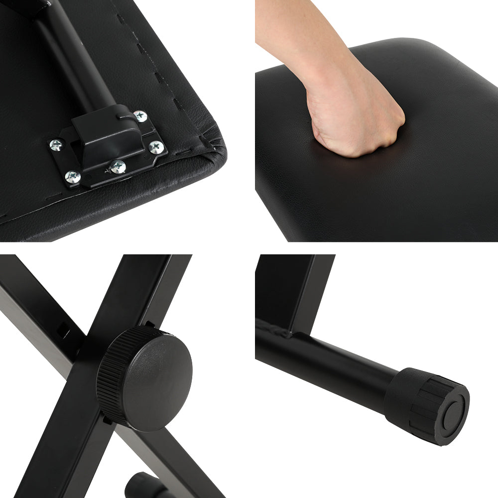 Piano Stool Adjustable Height Portable Keyboard Seat - Black
