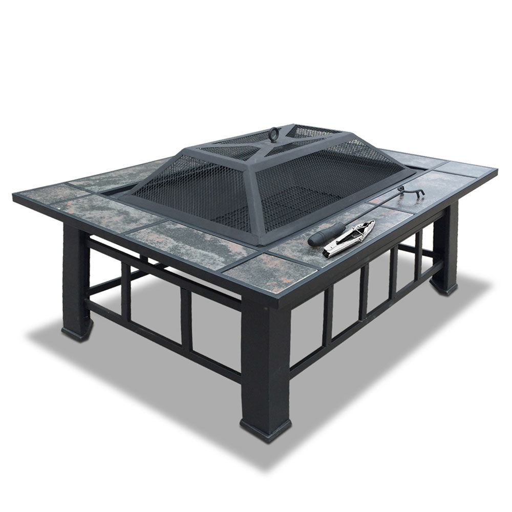 Fire Pit Table (94cm x 71cm) 3-in-1 BBQ Grill with Ice Tray – Homecoze