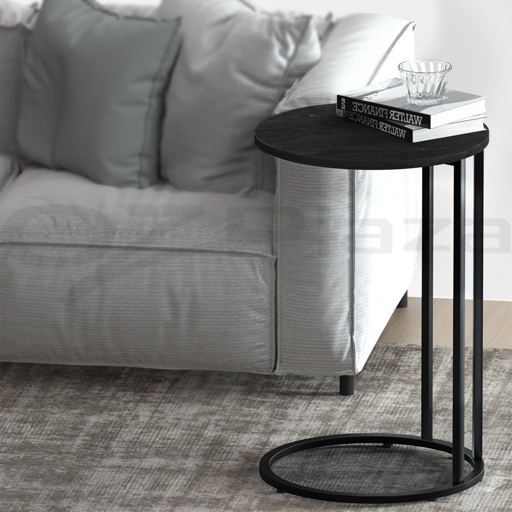 Modern Industrial Style Round Coffee Side Table - Black – Homecoze