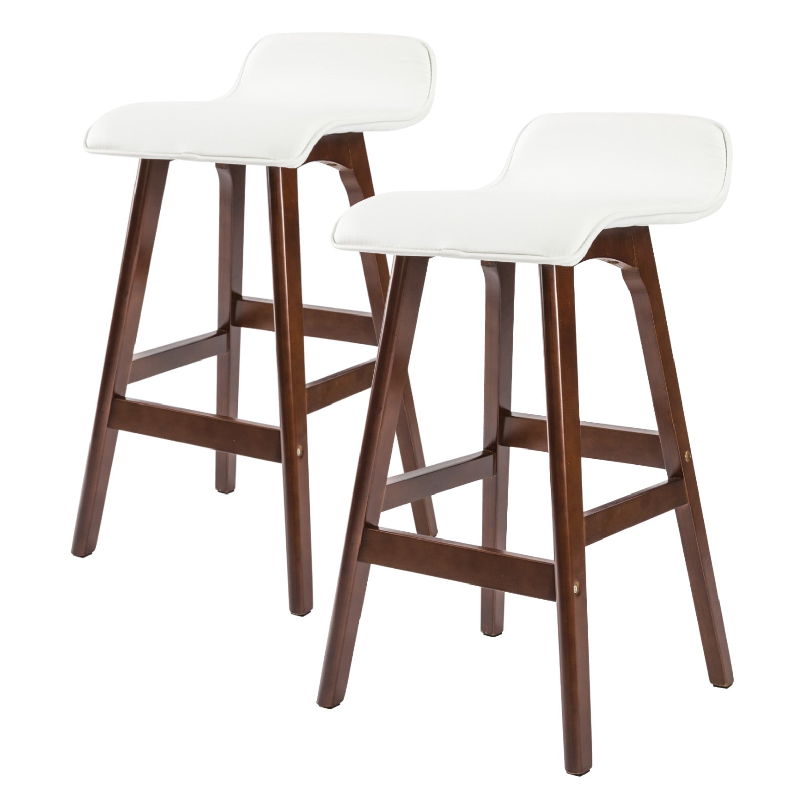 Sophia (Set of 2) Wave Bar Stools 65cm - White & Brown – Homecoze